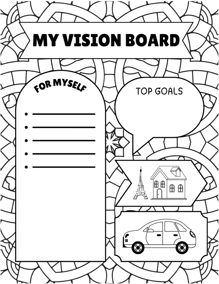 Vision Board Coloring Pages (Free PDF Printables)