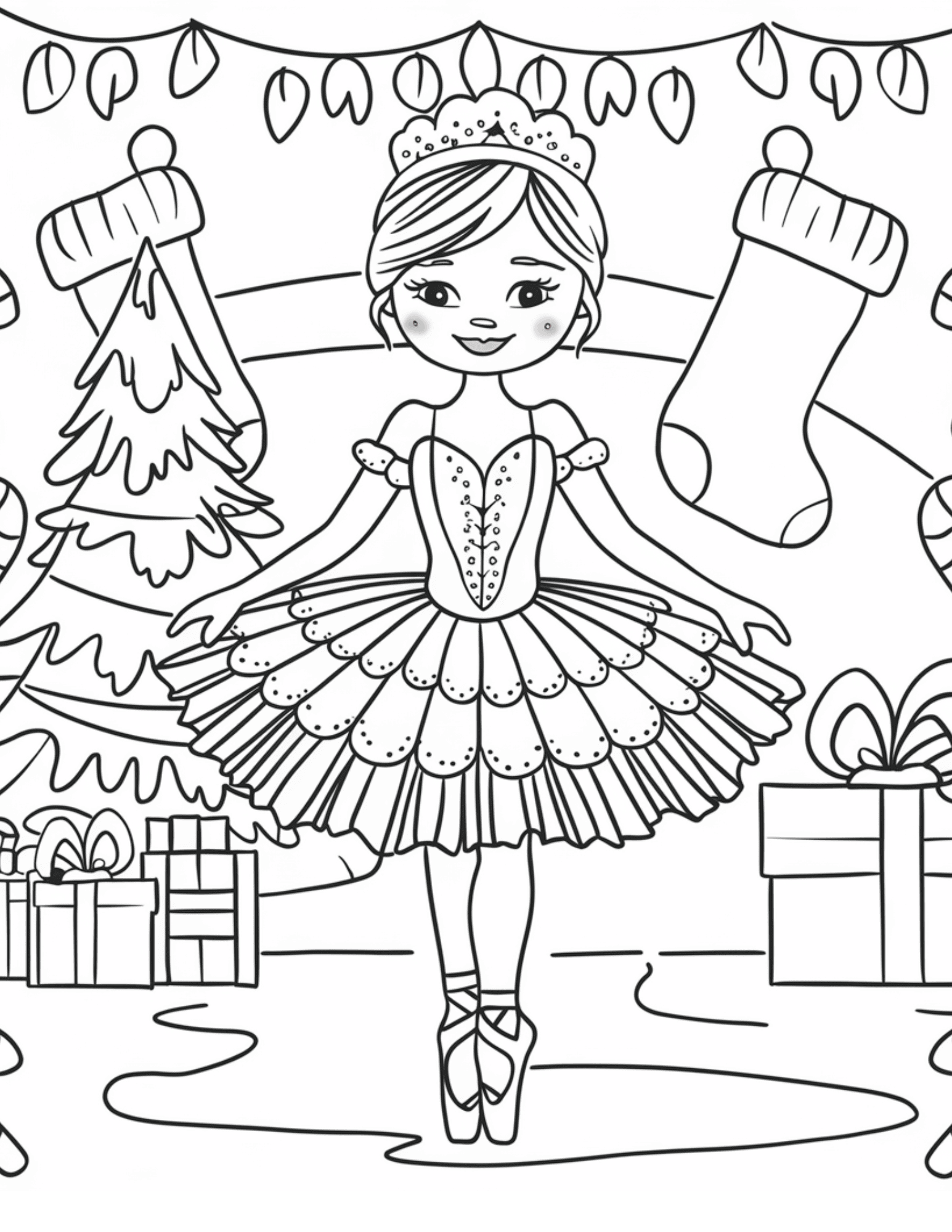 Christmas Ballerina Coloring Pages (Free PDF Printables)