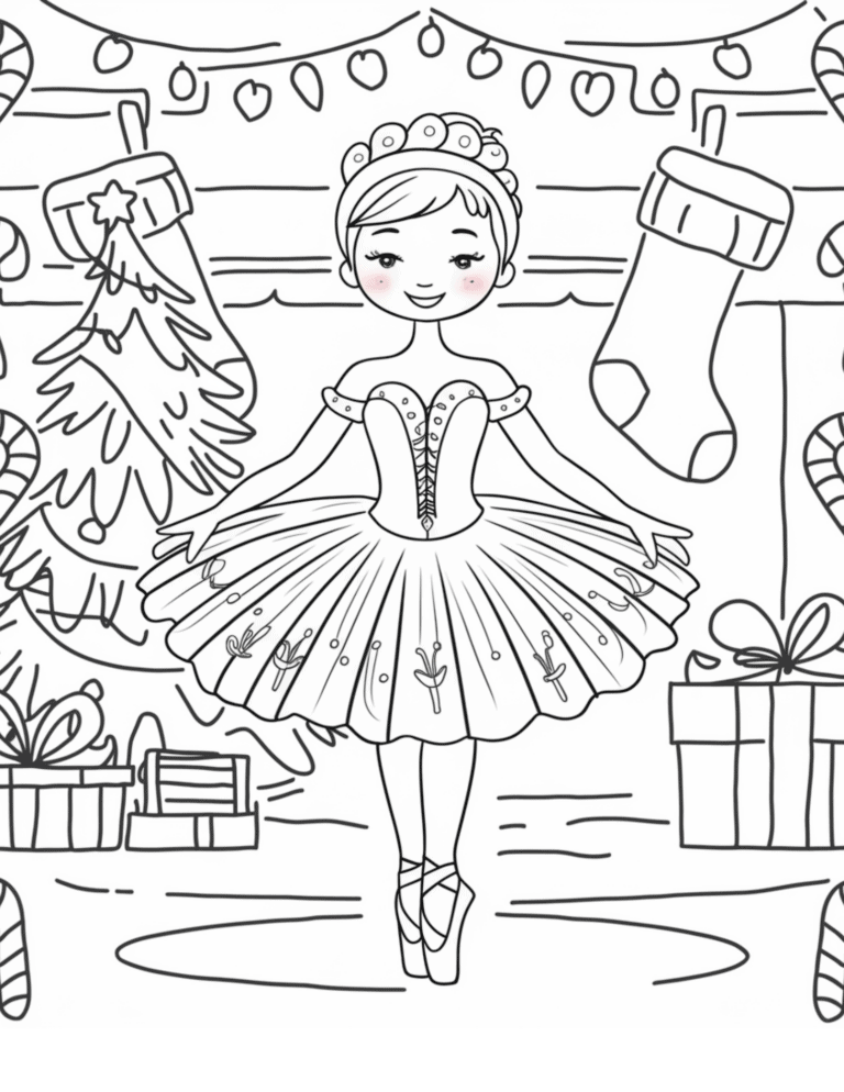 Christmas Ballerina Coloring Pages (Free PDF Printables)
