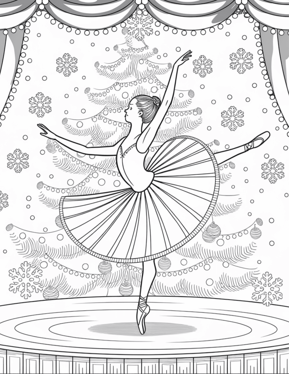 Christmas Ballerina Coloring Pages (Free PDF Printables)