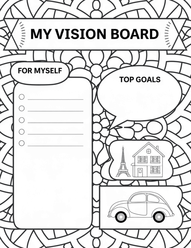 Vision Board Coloring Pages (Free PDF Printables)