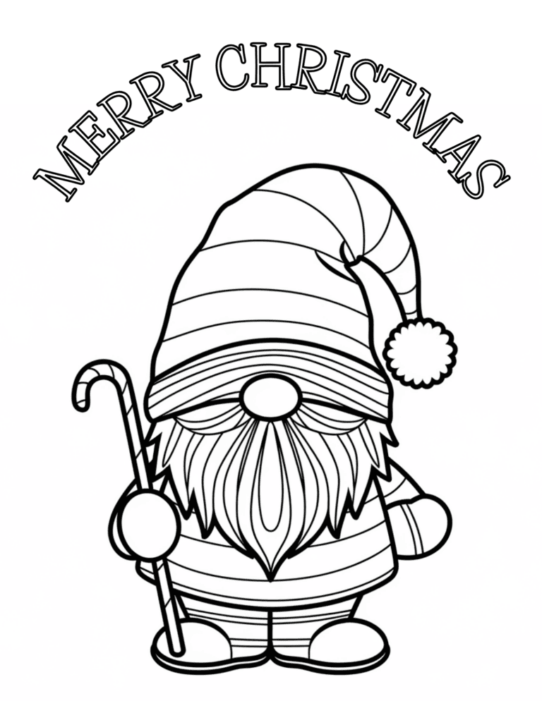 Gnome Christmas Coloring Pages (Free PDF Printables)