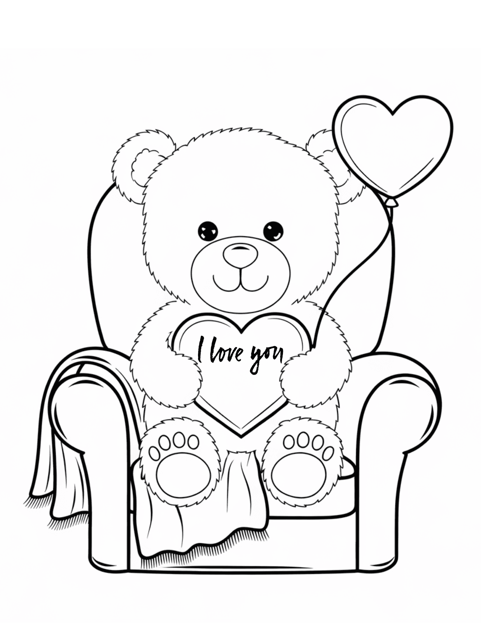 20 Free Teddy Bear Valentine's Coloring Pages