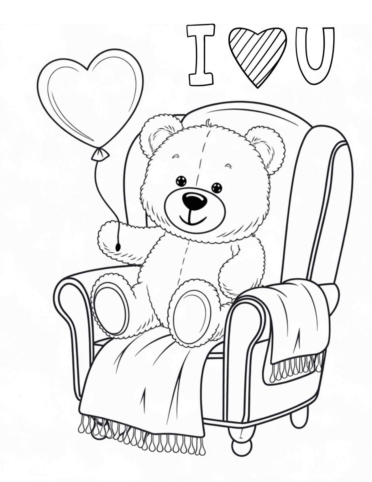 20 Free Teddy Bear Valentine's Coloring Pages