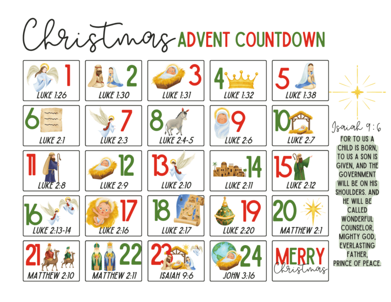 Advent Scripture Countdown Calendar Printable (Free To Download)