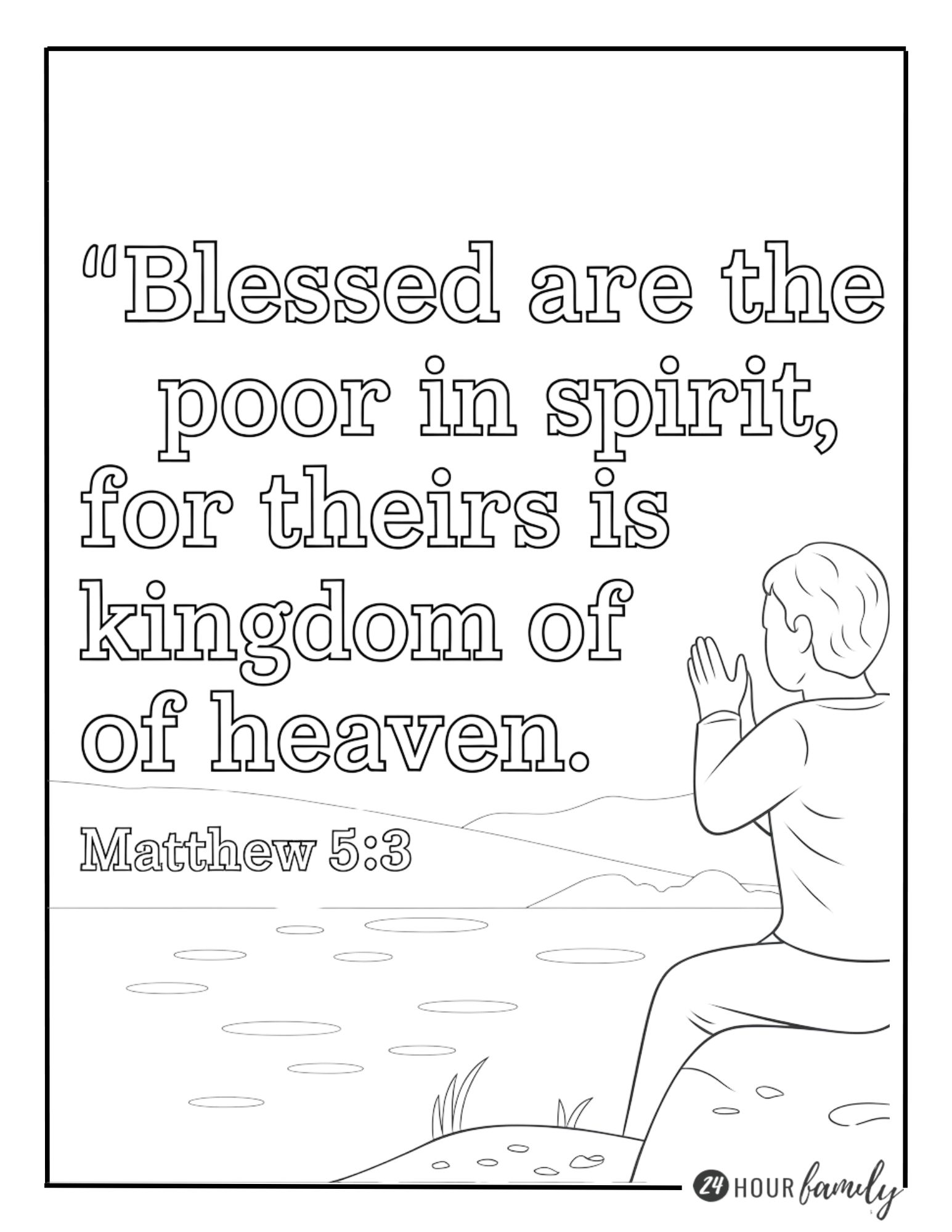 10 Free "Blessed are the Poor in Spirit" Beatitudes Coloring Pages
