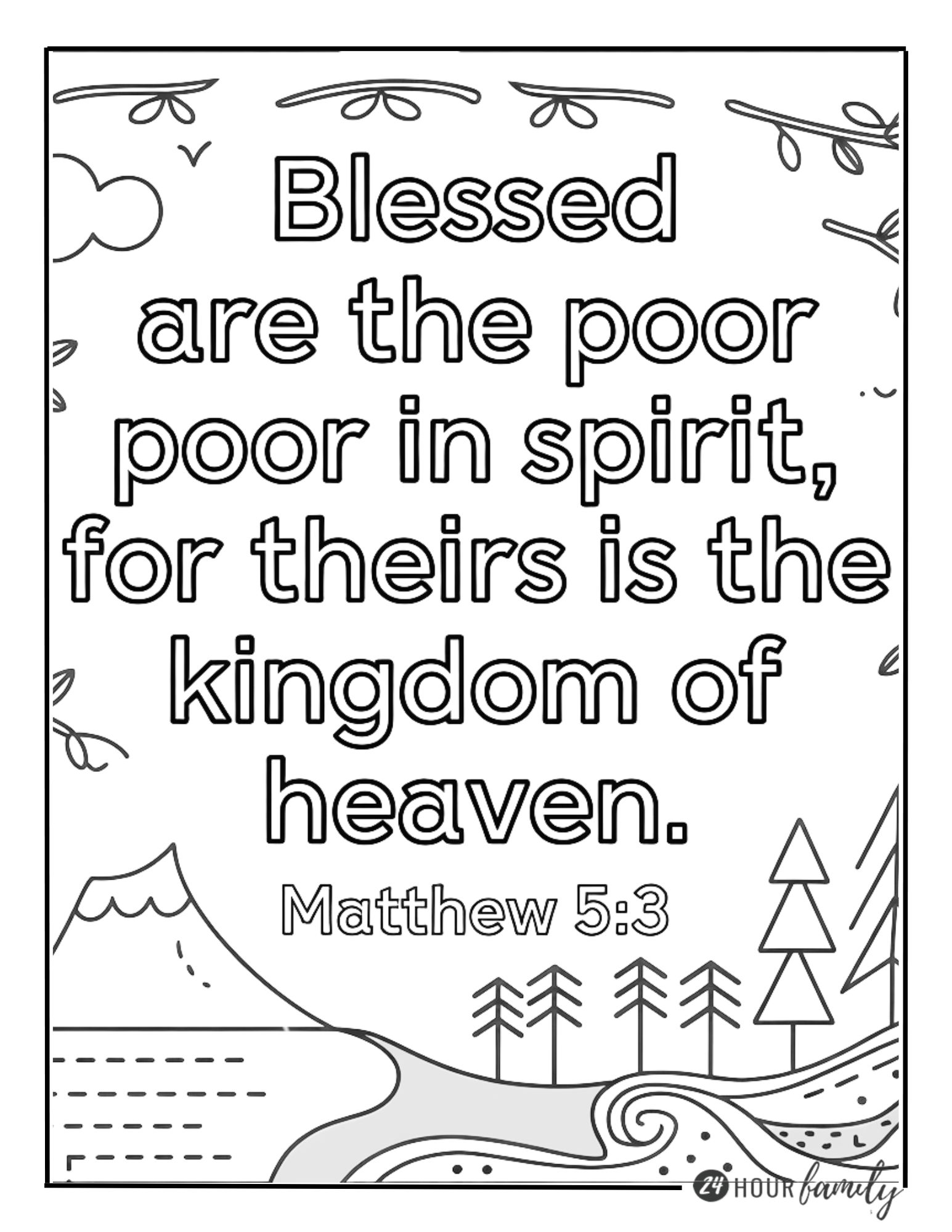 10 Free "Blessed are the Poor in Spirit" Beatitudes Coloring Pages
