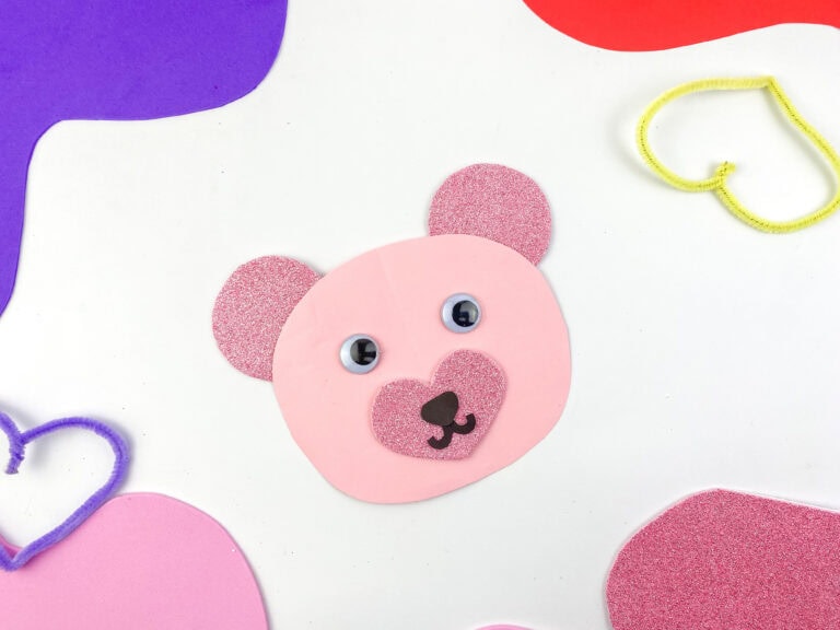 Valentine's Day Bear Paper Craft (Free Bear Template)