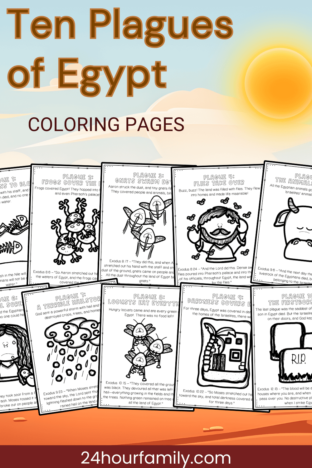 Ten Plagues of Egypt Coloring Sheets (Free PDF Printables)