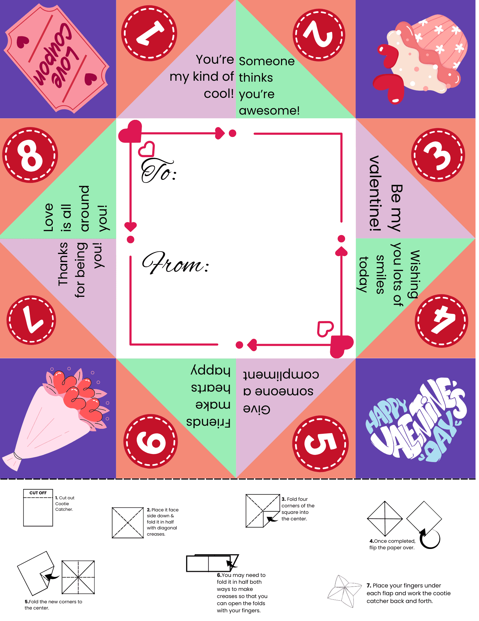 Valentine's Day Cootie Catcher Cards