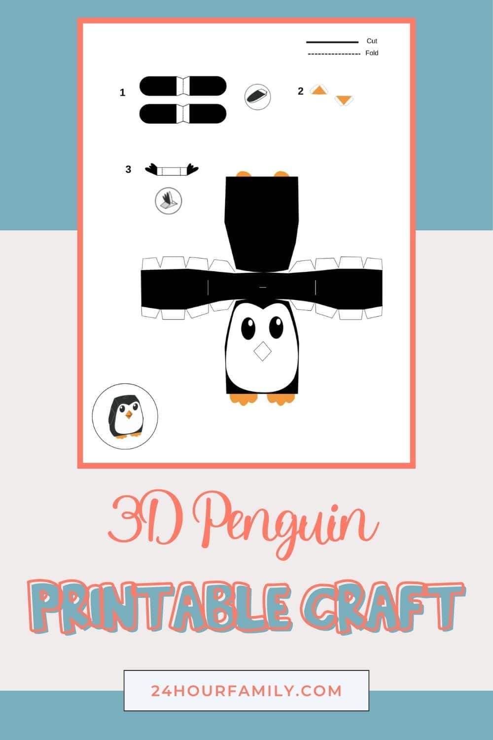 3D Cut and Paste Penguin Paper Doll