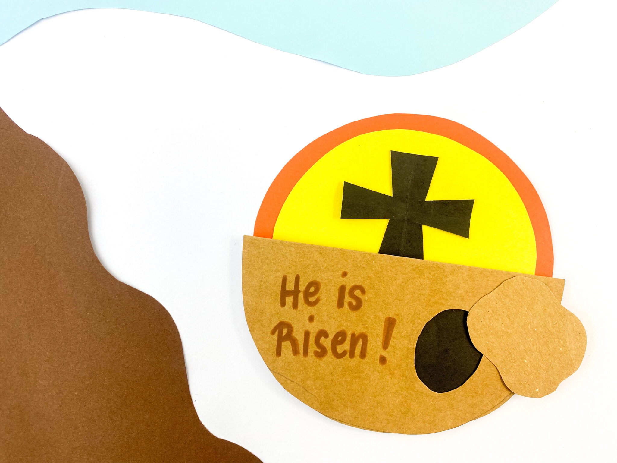 He Is Risen Easter Paper Craft (Free Template) - 24hourfamily.com