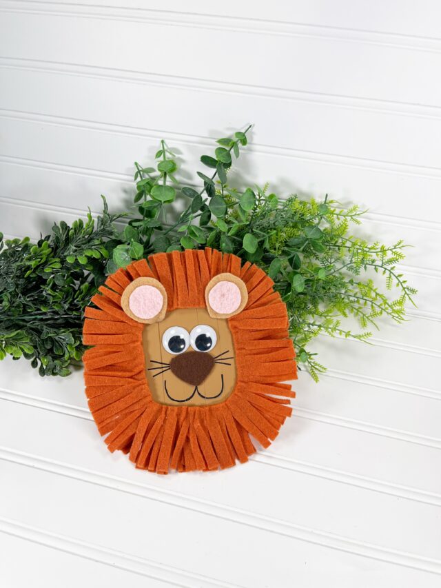 Easy Popsicle Stick Lion Craft for Kids (Free Lion Template)