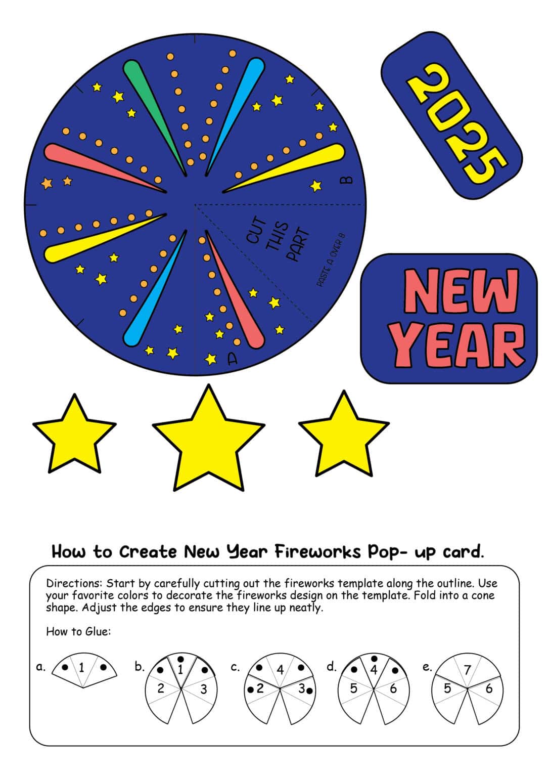 Fireworks Pop Up Cards Printable