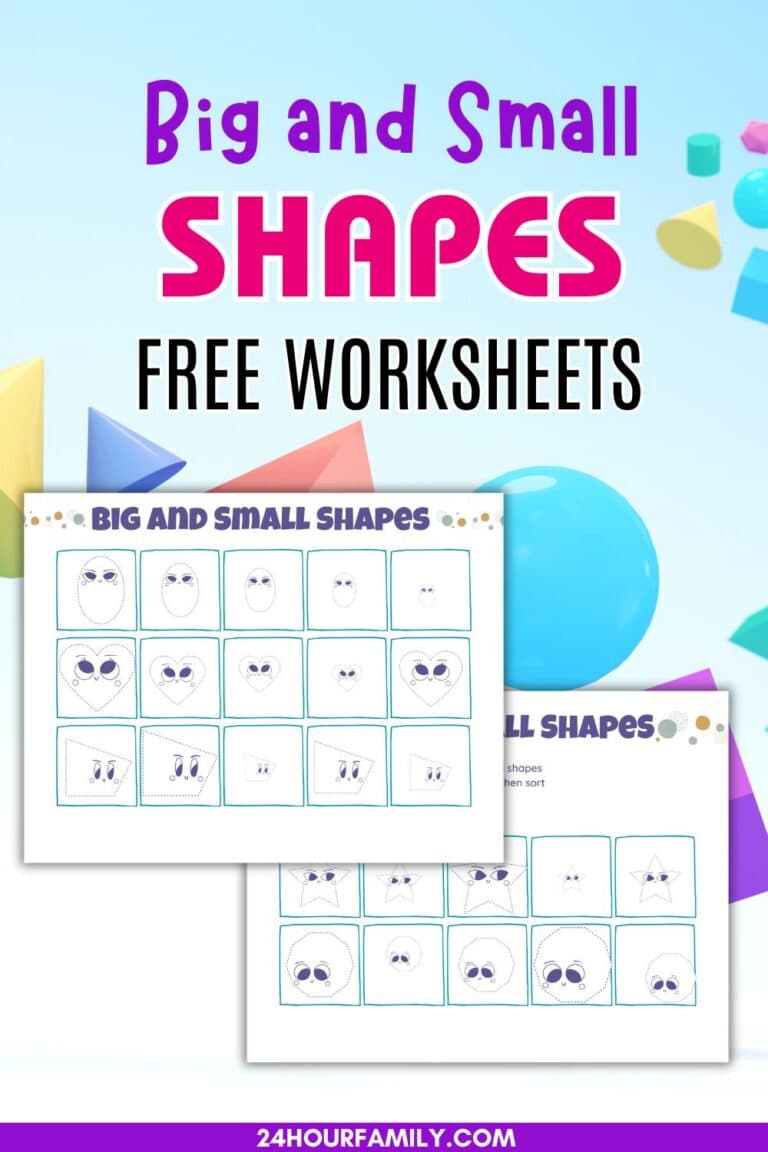 Big and Small Shapes Sorting Worksheets for Preschoolers (Free To Print)