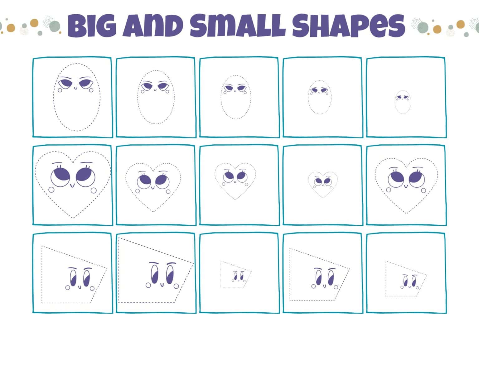 Big and Small Shapes Sorting Worksheets for Preschoolers (Free To Print)