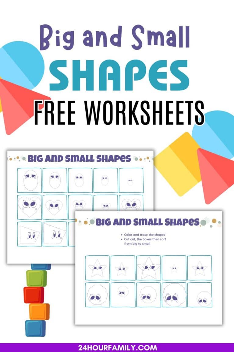 Big and Small Shapes Sorting Worksheets for Preschoolers (Free To Print)