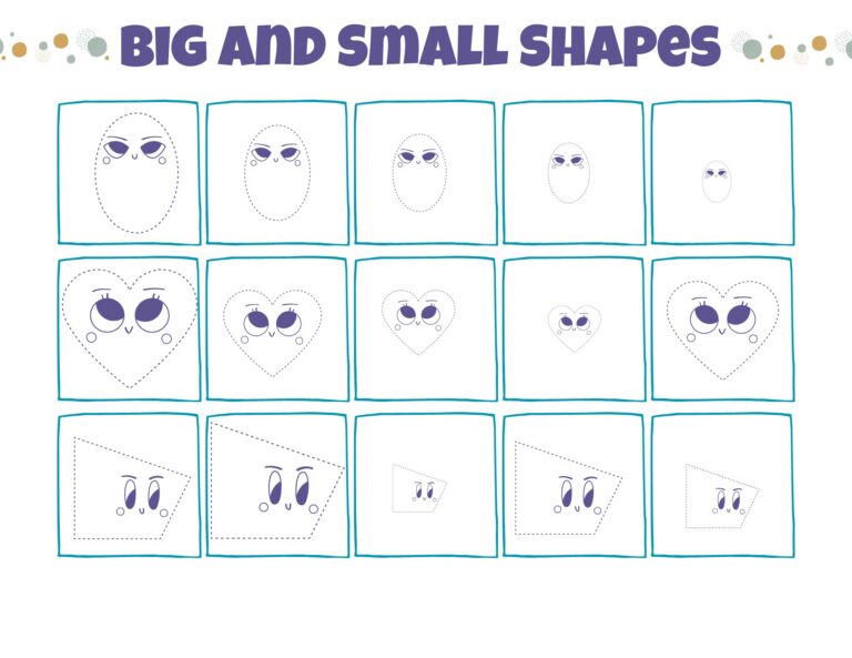 Big and Small Shapes Sorting Worksheets for Preschoolers (Free To Print)