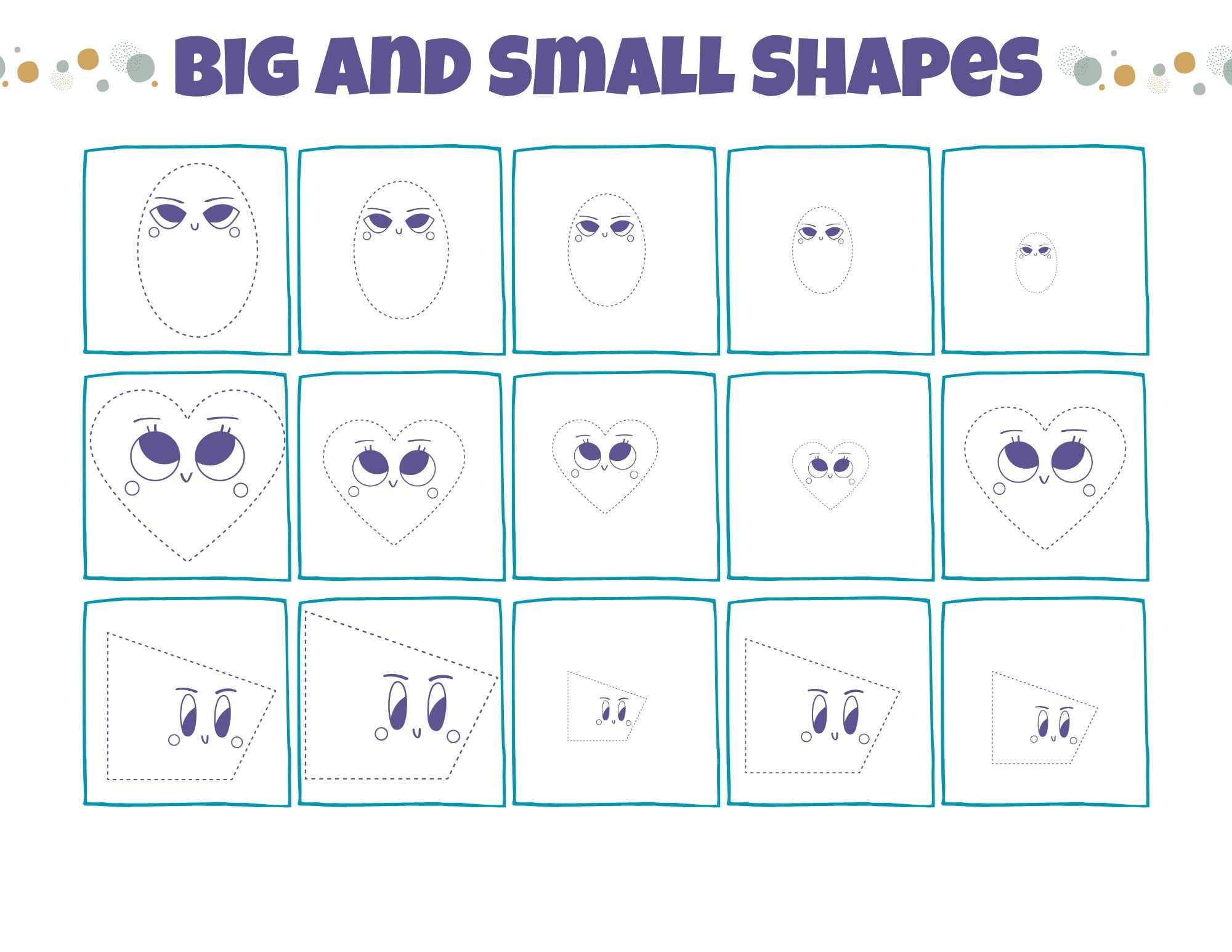Big and Small Shapes Sorting Worksheets for Preschoolers (Free To Print)