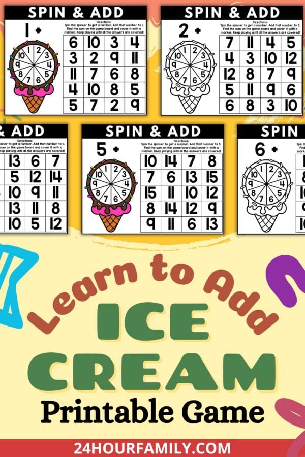 Learn to Add Ice Cream Printable Game