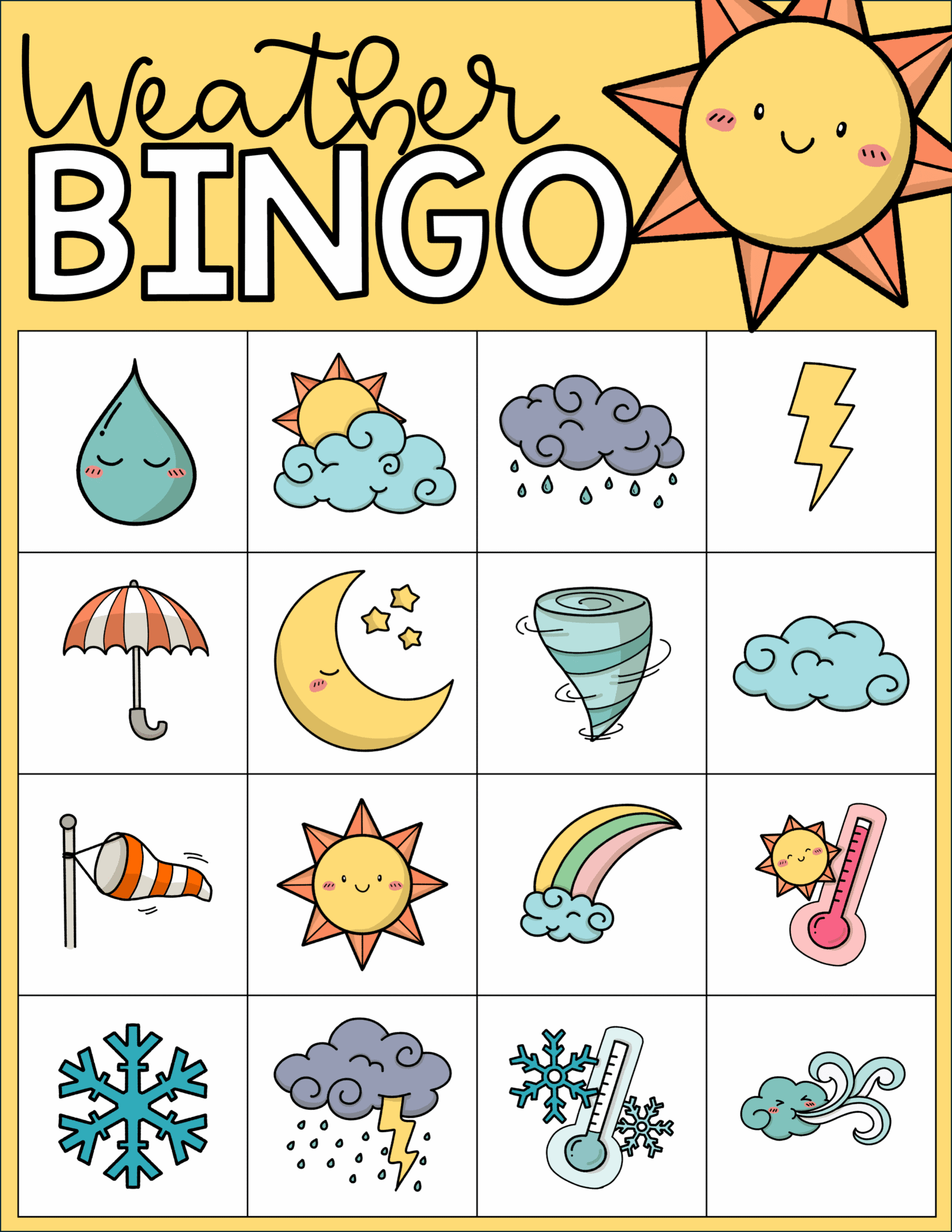 Weather Bingo Printable Game (Free To Download)