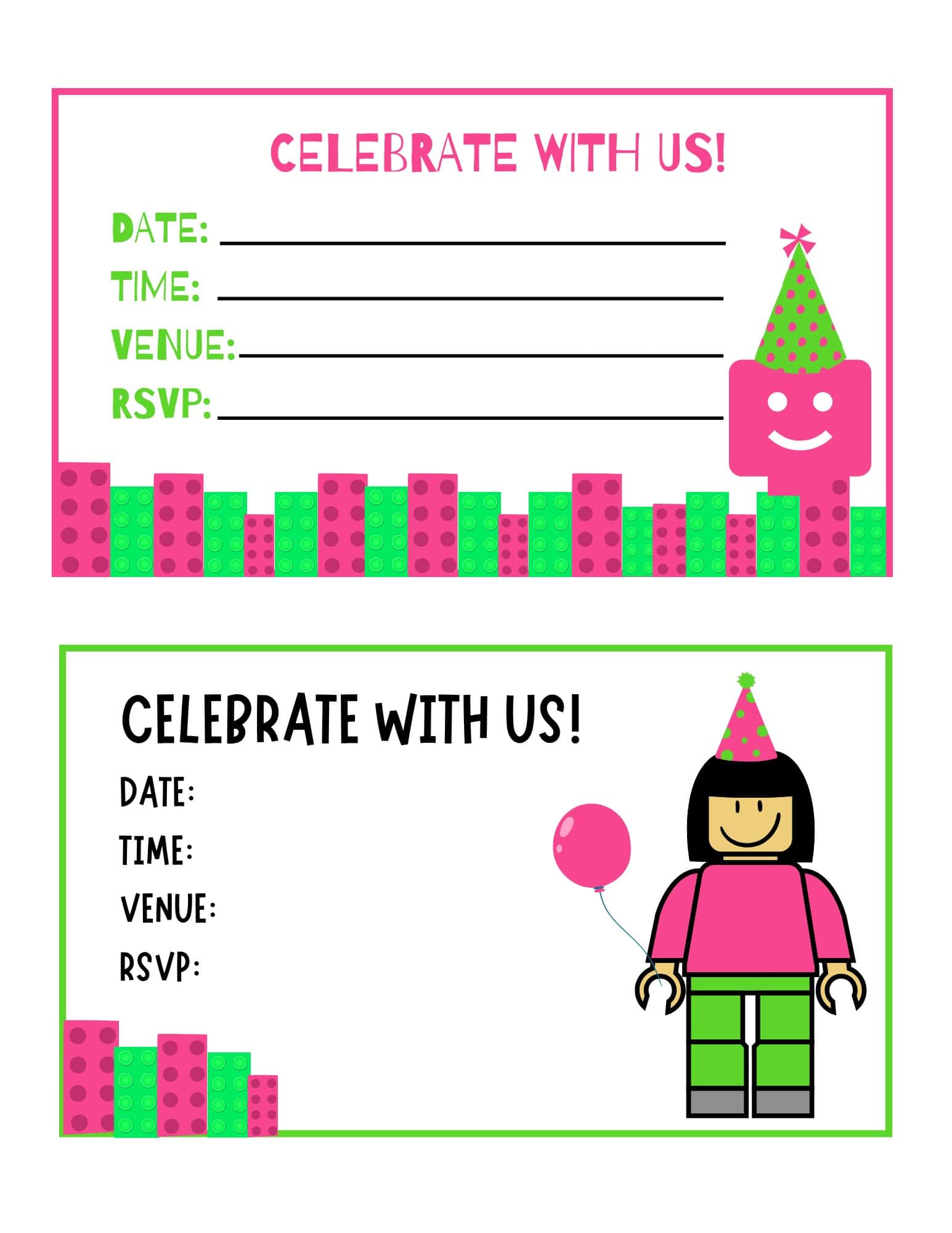 Printable Lego Birthday Party Invitations (Free To Download)