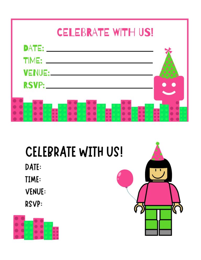 Printable Lego Birthday Party Invitations (Free To Download)