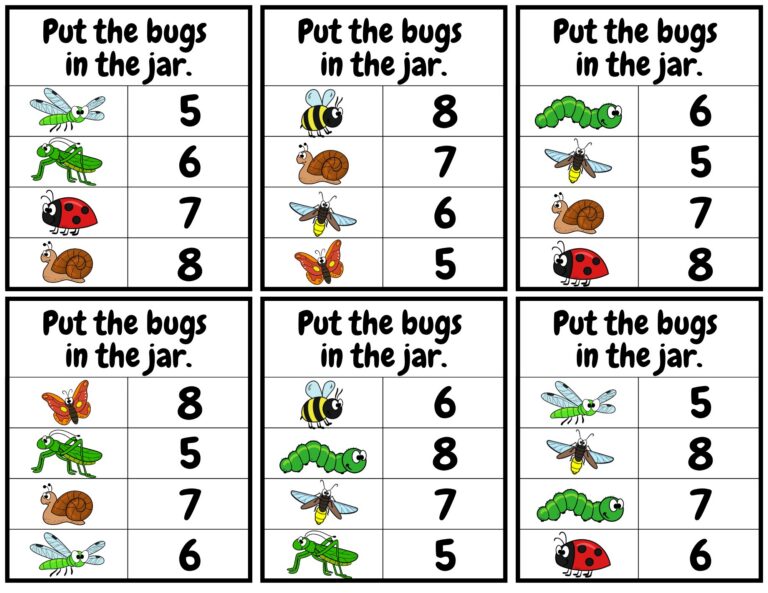 Counting Bugs in a Jar Printable Math Game for Kids