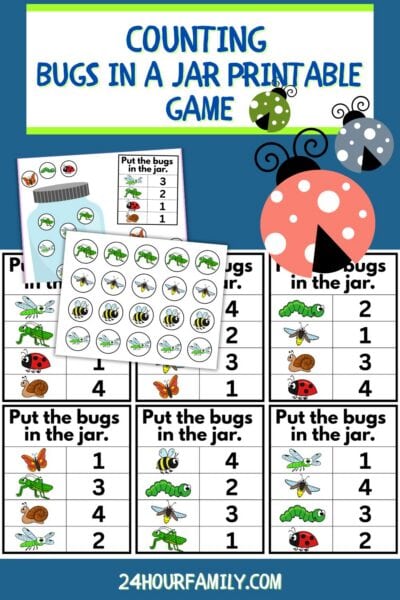 Counting Bugs in a Jar Printable Math Game for Kids