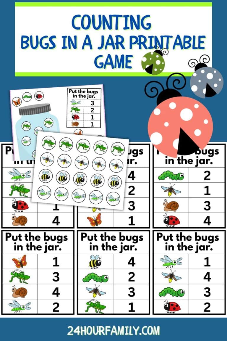 Counting Bugs in a Jar Printable Math Game for Kids