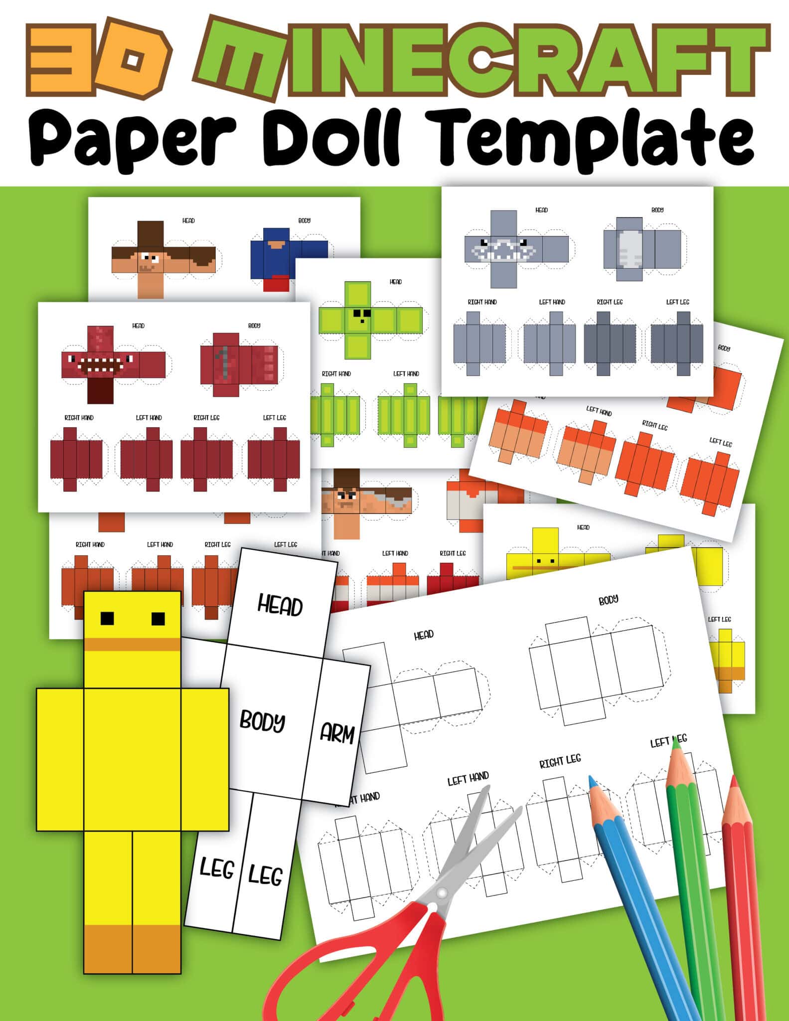3D Minecraft Paper Dolls (Free To Print)