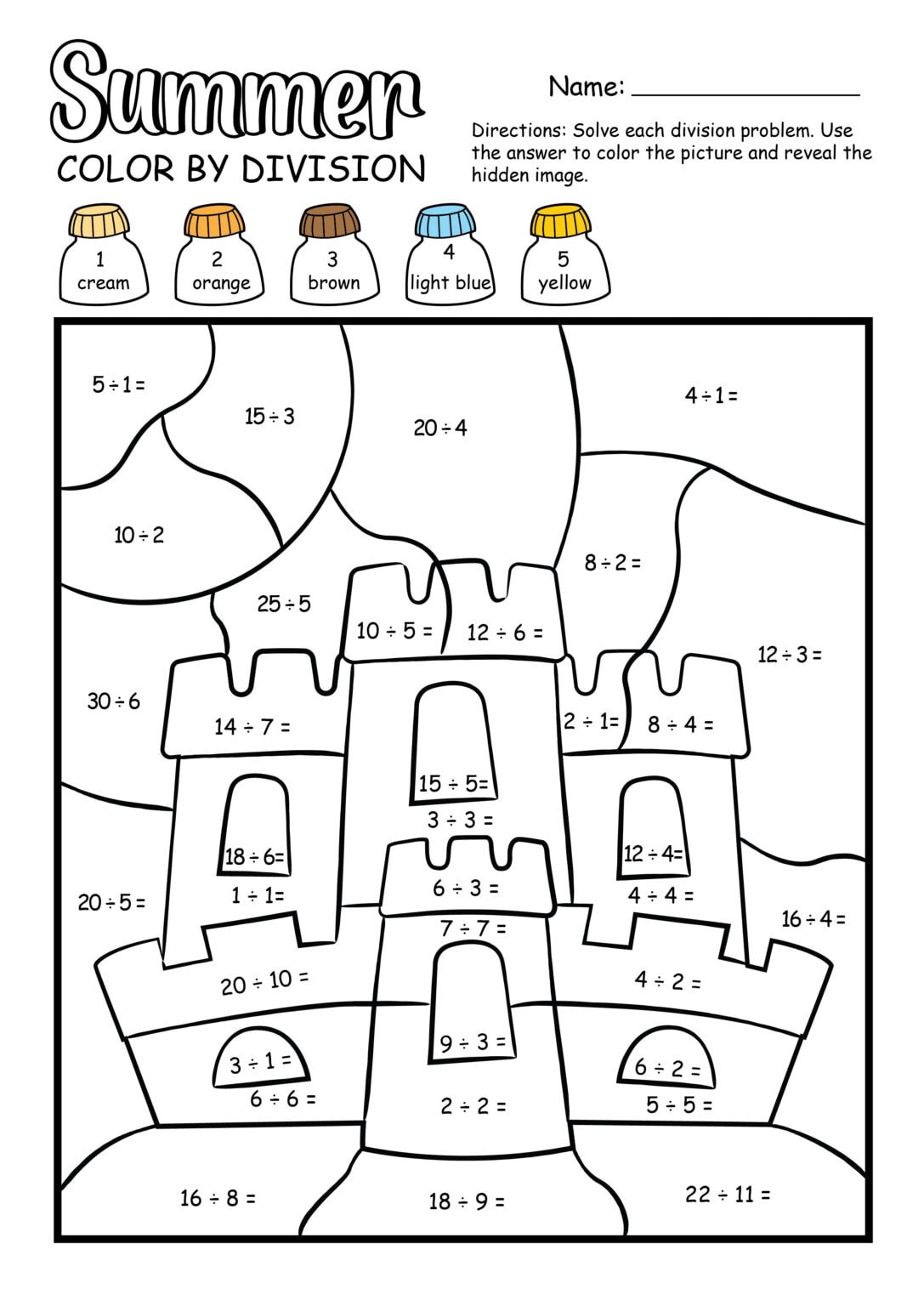Summer Color By Division Worksheets (Free To Print) » 24hourfamily.com