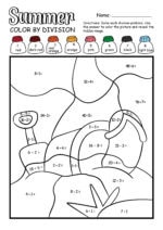 Summer Color By Division Worksheets (Free To Print)