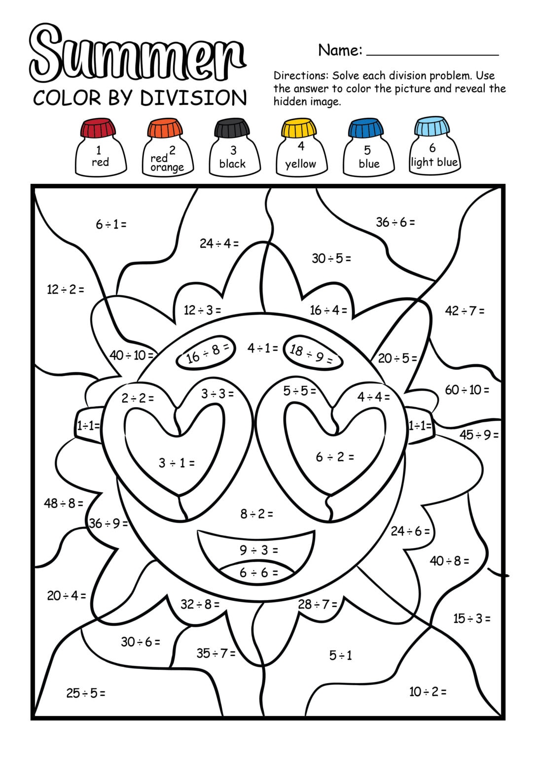 Summer Color By Division Worksheets (Free To Print) » 24hourfamily.com