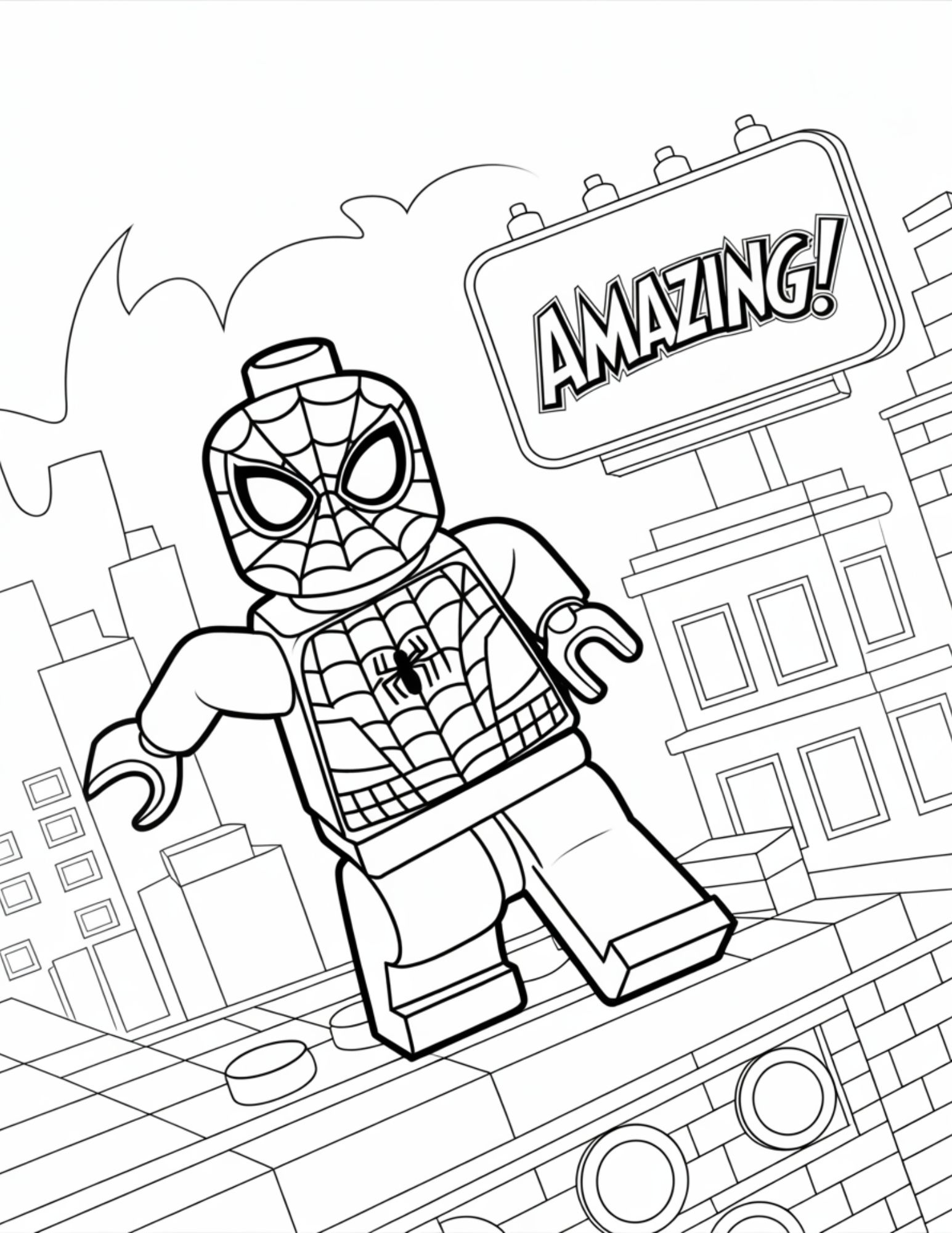 LEGO Spider-Man Coloring Pages for Superhero Fans