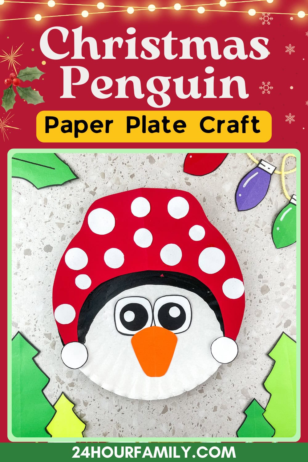 Christmas Penguin Paper Plate Craft (Free Penguin Template ...