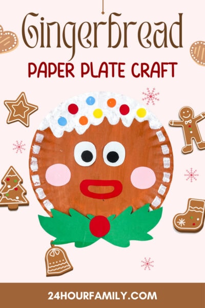 Gingerbread Face Paper Plate Craft (Free Gingerbread Template)