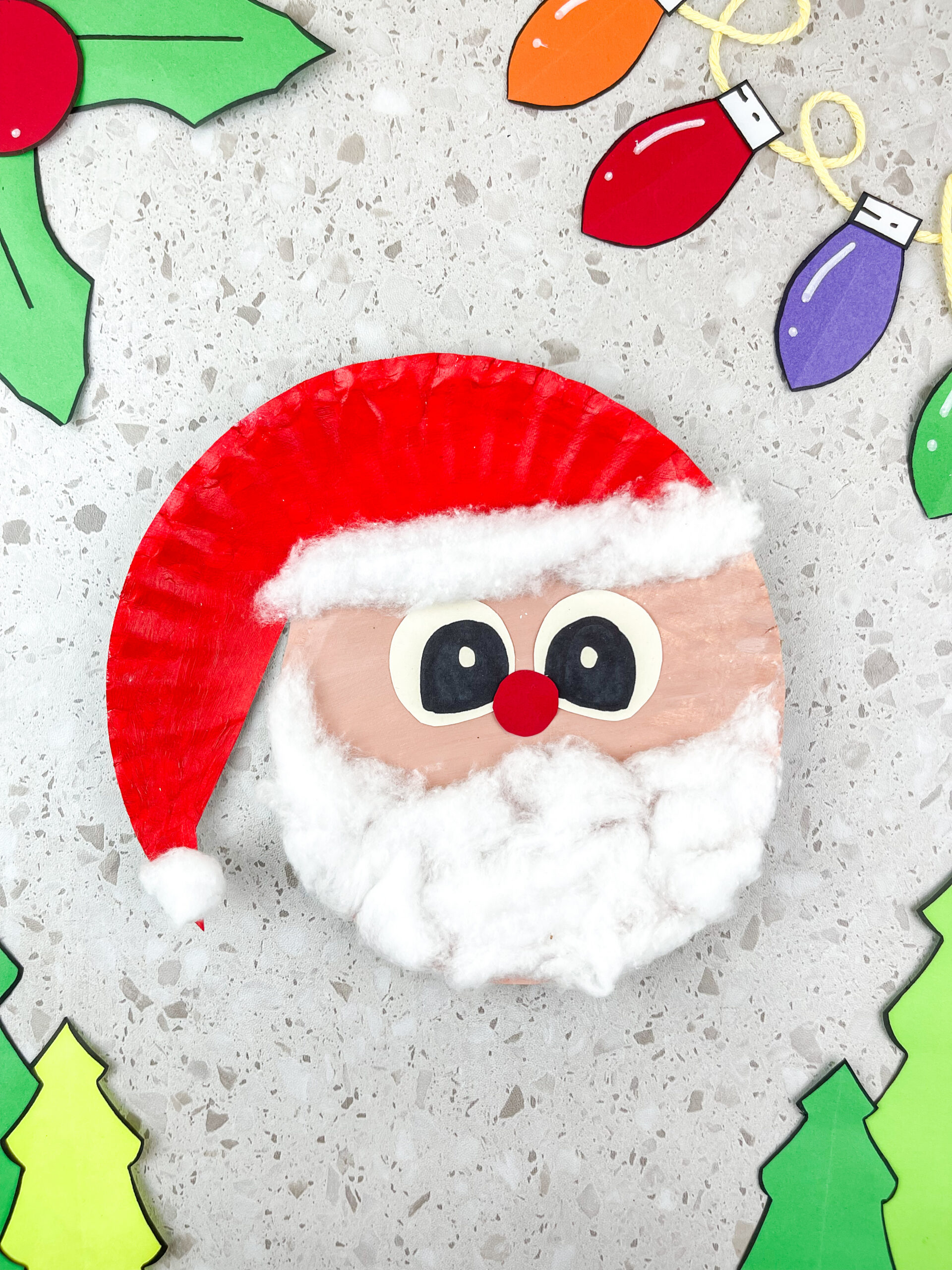 Santa Paper Plate Craft (Free Santa Template)