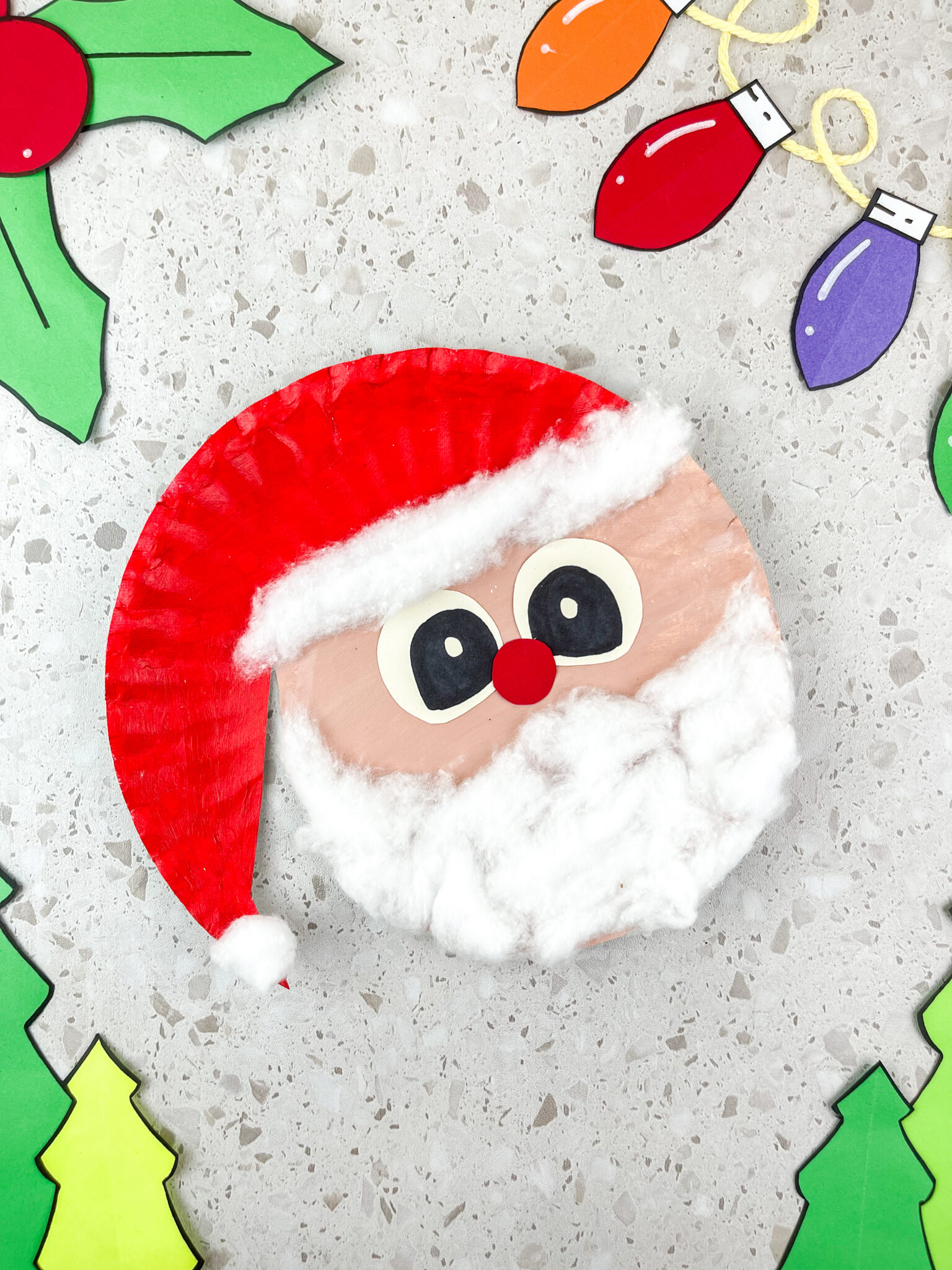 Santa Paper Plate Craft (Free Santa Template)