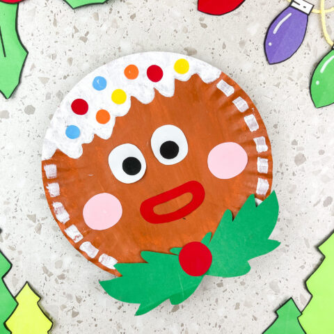 Gingerbread Face Paper Plate Craft (Free Gingerbread Template)