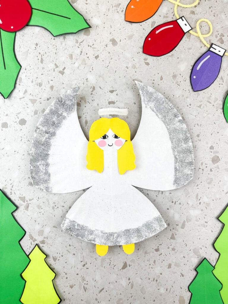 Angel Paper Plate Craft (Free Angel Template)