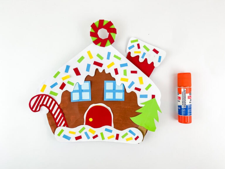Gingerbread House Paper Plate Craft (Free Gingerbread House Template)