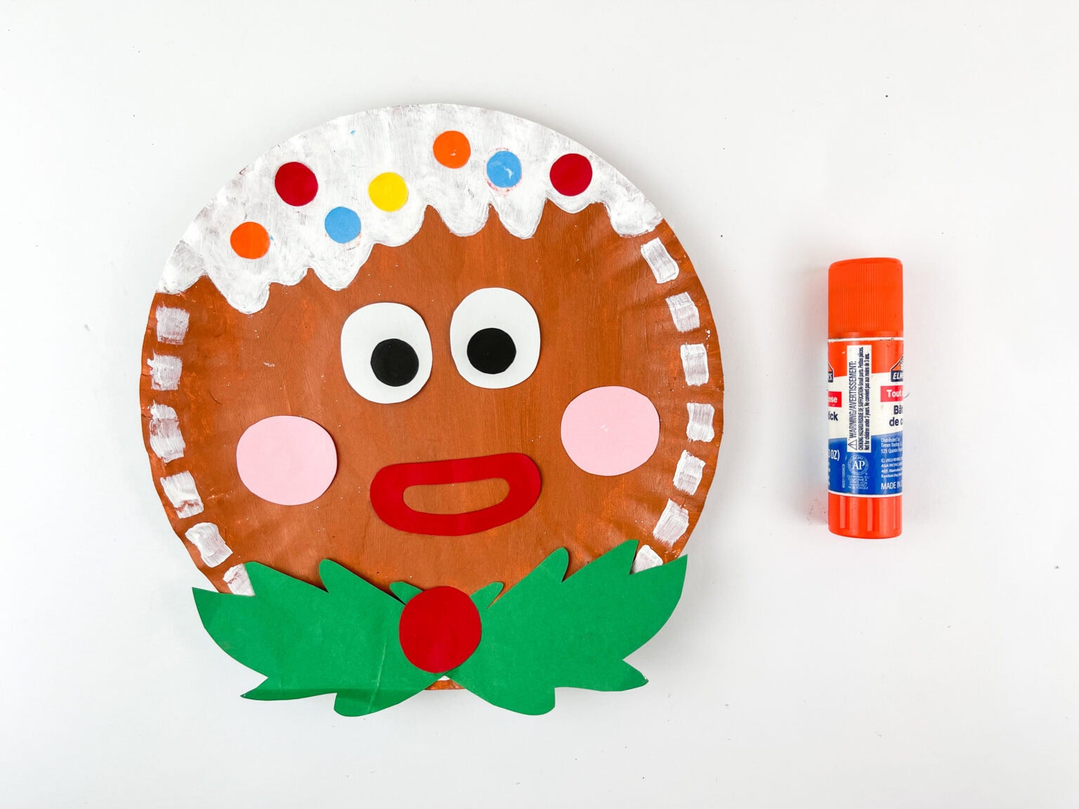 Gingerbread Face Paper Plate Craft (Free Gingerbread Template)