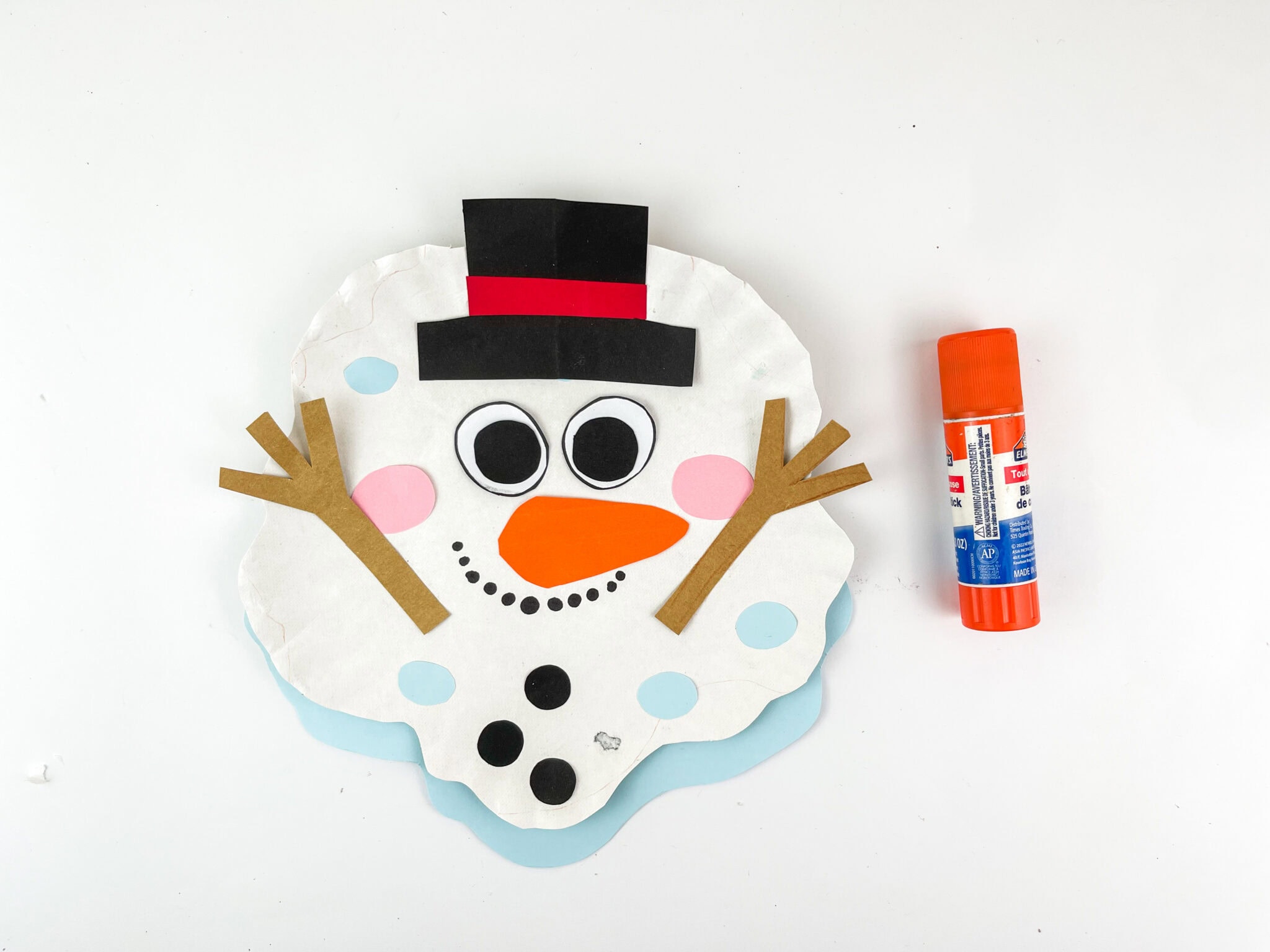 Melted Snowman Paper Plate Craft (Free Melted Snowman Template)