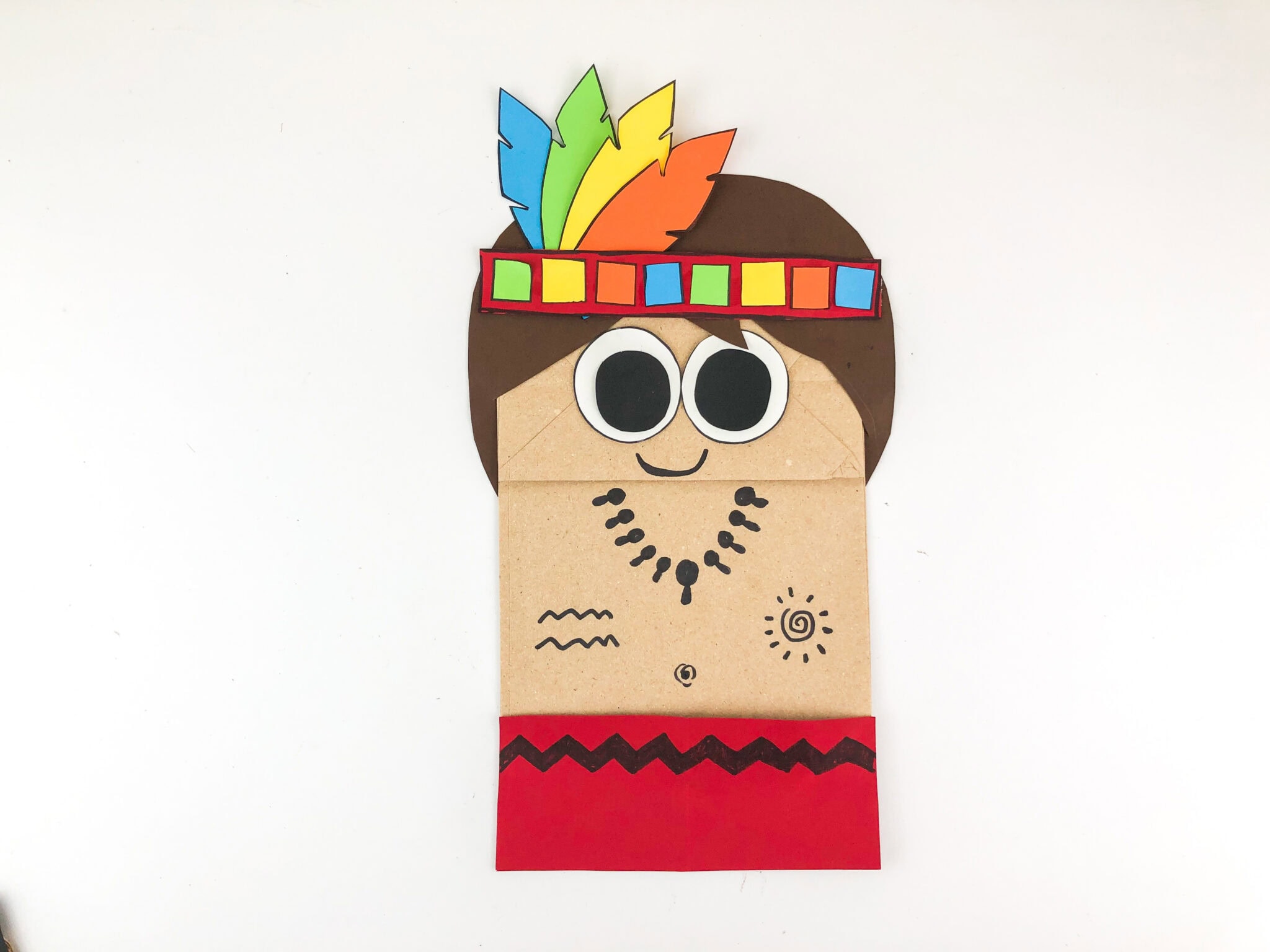 Native Indian Boy Paper Bag Craft (Free Template) - 24hourfamily.com
