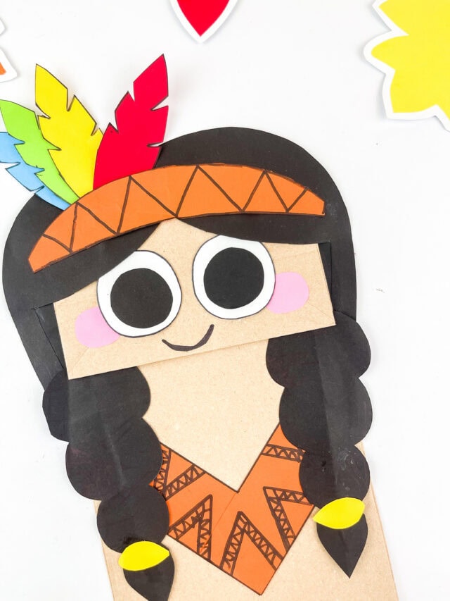 Native Indian Girl Paper Bag Craft (Free Template)