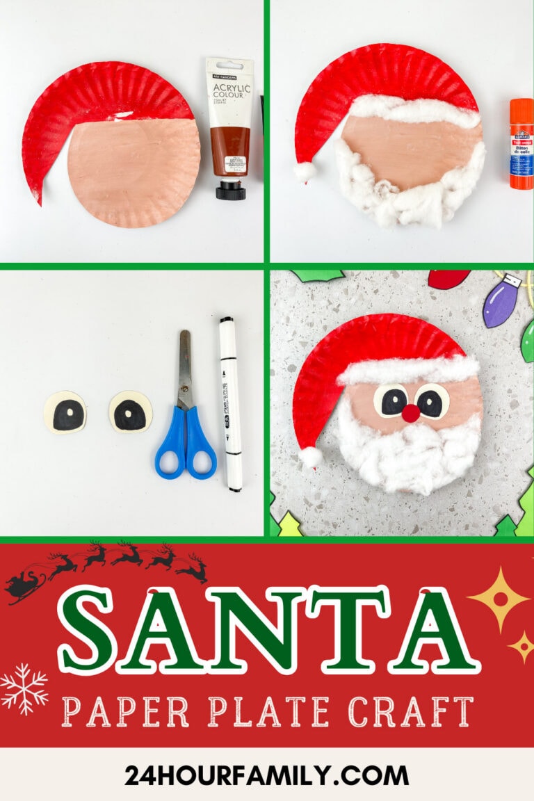 Santa Paper Plate Craft (Free Santa Template)