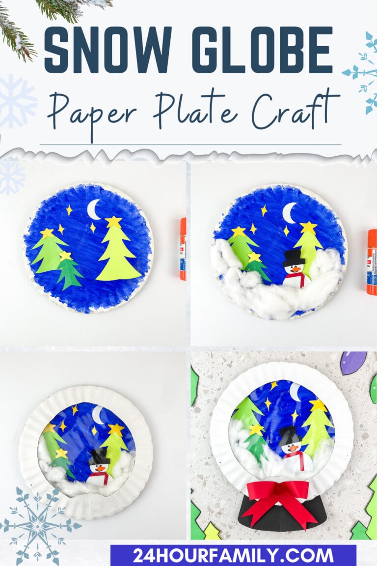 Snow Globe Paper Plate Craft (Free Snow Globe Template)