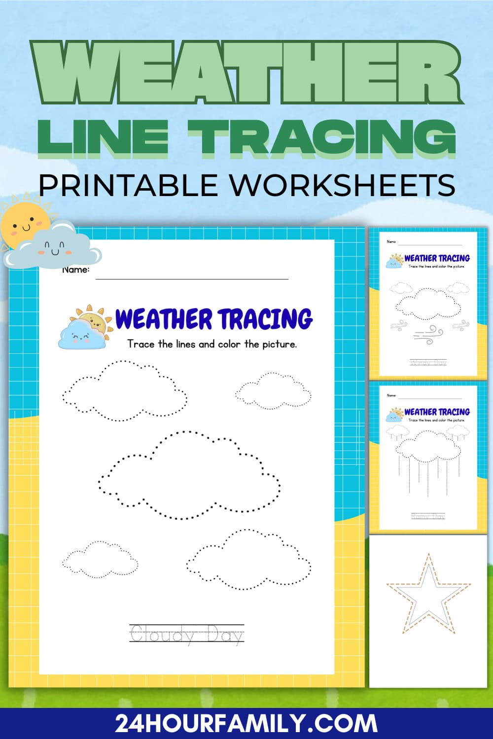 Weather Line Tracing Worksheets (Free Printable PDFs) - 24hourfamily.com