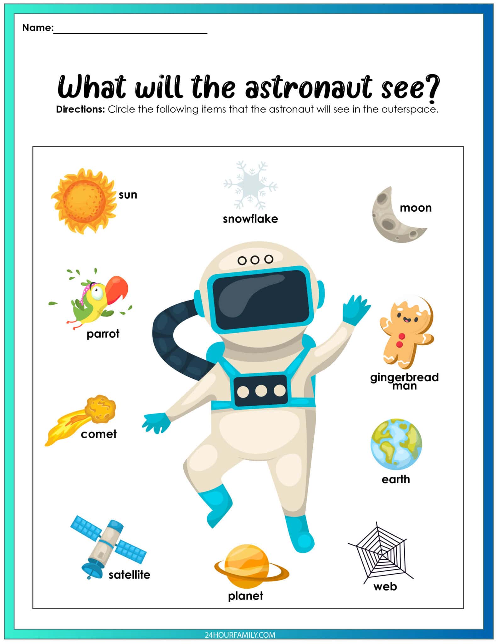 Space Worksheets For Preschool (Free PDF Printables)